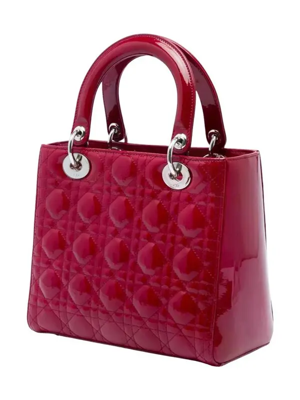 Dior 2013 Medium Patent Cannage Lady Satchel - Red