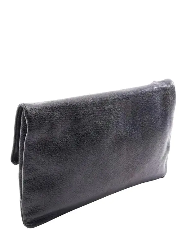Balenciaga 2005-2026 Goatskin Motocross Classic Metallic Edge Envelope Clutch Bag - Black