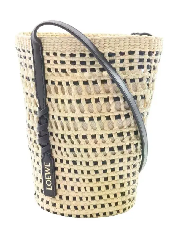 Loewe Braid Pocket Iraca Palm Pouch Crossbody Bag - Neutrals