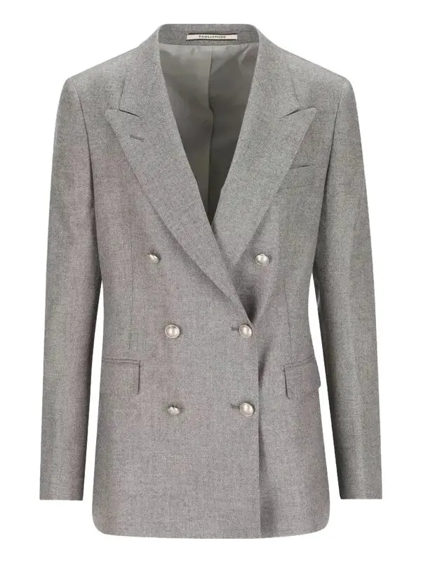 Tagliatore Double-breasted Peak Lapel Blazer - Grey