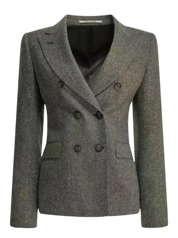 Tagliatore Herringbone Double-breasted Blazer - Grey
