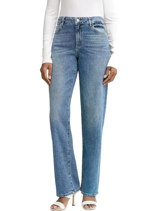 Guess Gaia Logo-patch Straight-leg Denim Jeans - Blue