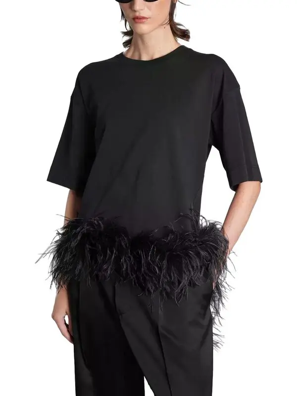 DARKPARK Smith Feather-trim T-shirt - Black