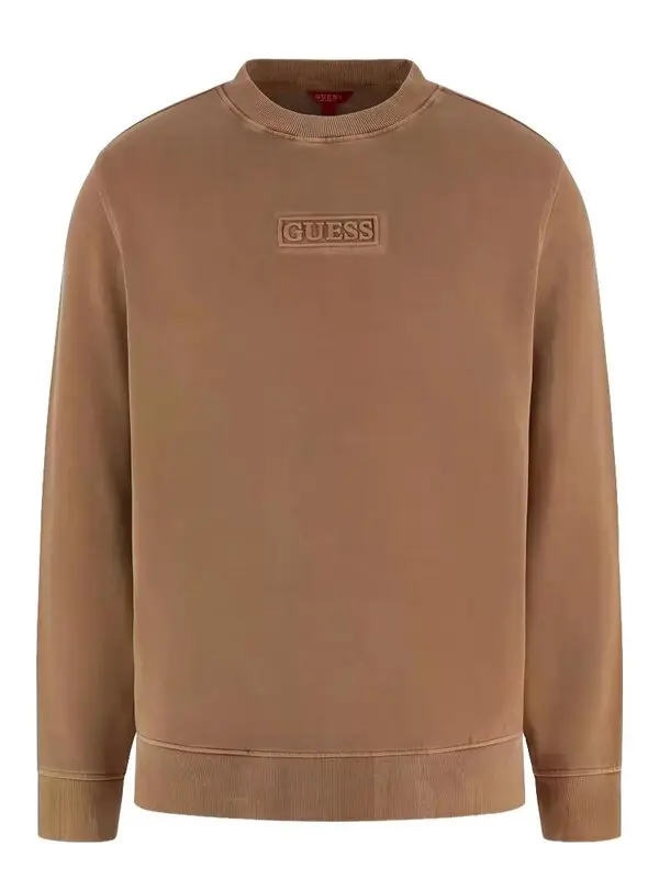 Guess Washed Logo Crew-neck Sweatshirt - Brown