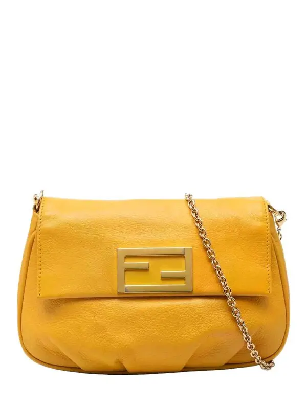 Fendi Leather Sta Pochette Cross Body Bag - Yellow