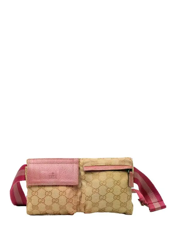 Gucci Gg Canvas Web Double Pocket Belt Bag - Neutrals