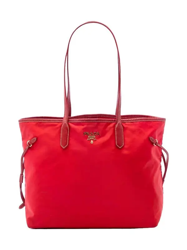 Prada 2010-2026 Saffiano Trimmed Tessuto Tote Bag - Red