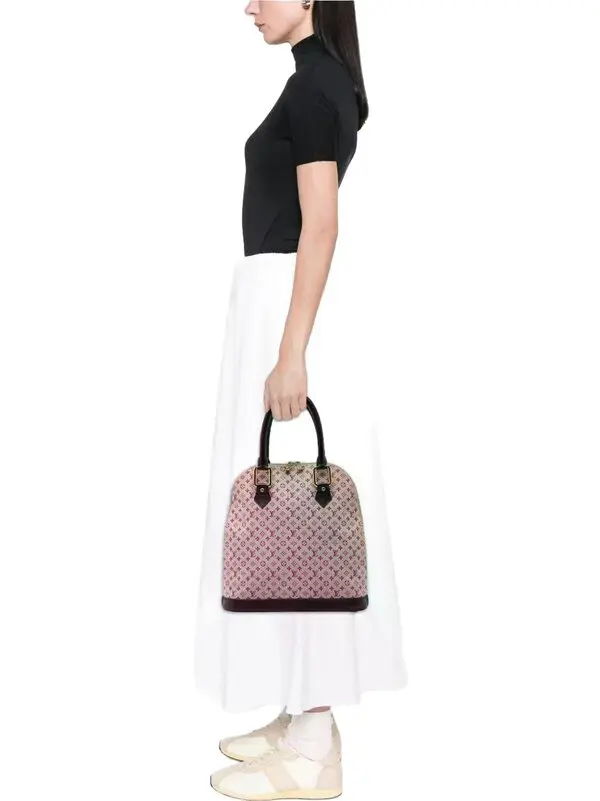 LOUIS VUITTON Monogram Mini Lin Canvas Alma Haut Handbag - Red