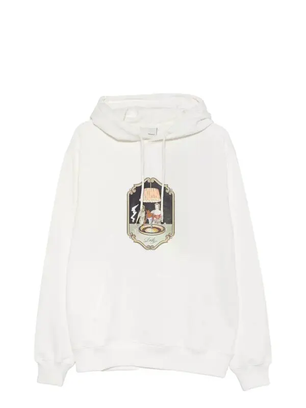 Drole De Monsieur Graphic-print Drawstring Hoodie - Neutrals