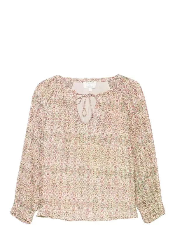 MAISON123 Damia Floral-print Tie-neck Blouse - Neutrals