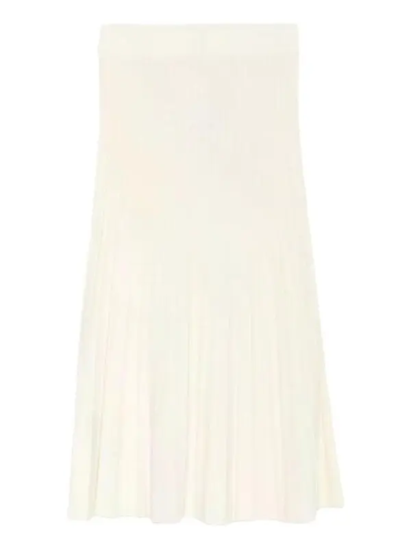 MAISON123 Cable-knit Pleated Midi Skirt - Neutrals