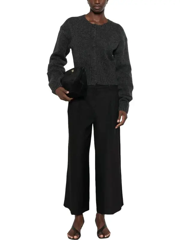 MAISON123 Pressed-crease Wide-leg Trousers - Black