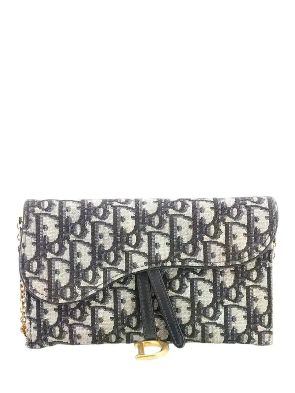 Dior Oblique Canvas Saddle Chain Wallet Cross Body Bag - Blue