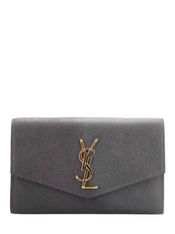 Saint Laurent Uptown Chain Wallet Leather Crossbody Bag - Grey