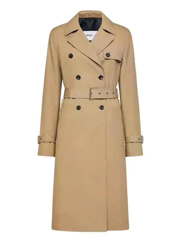 Fendi Double-breasted Belted Trench Overcoat - Neutrals