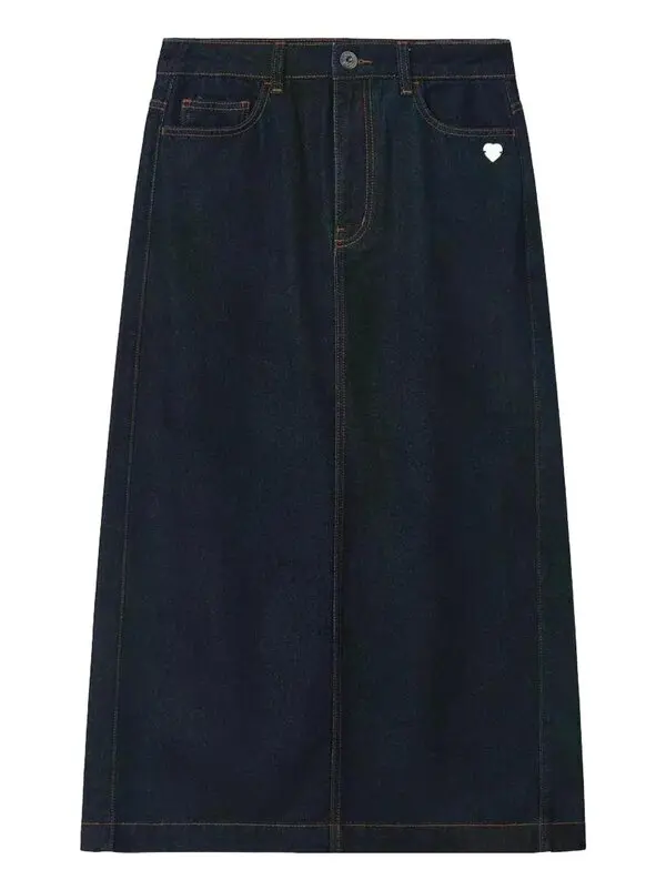 CHOCOOLATE Contrast-stitch Denim Midi Skirt - Blue