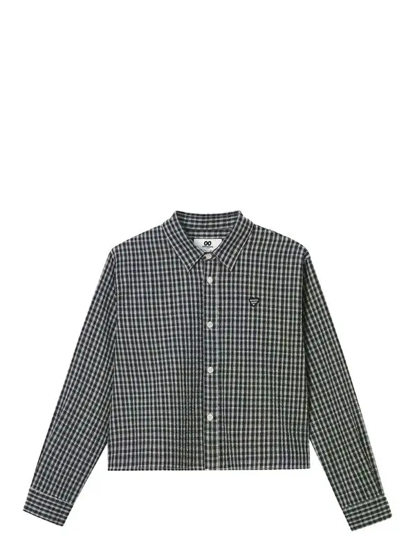 CHOCOOLATE Gingham-check Heart-patch Shirt - Blue