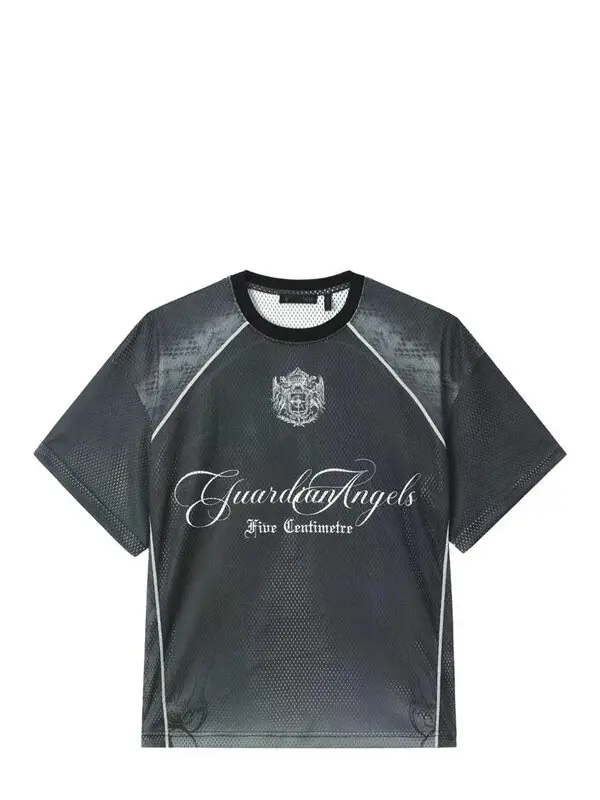 FIVE CM Graphic-print Mesh T-shirt - Grey