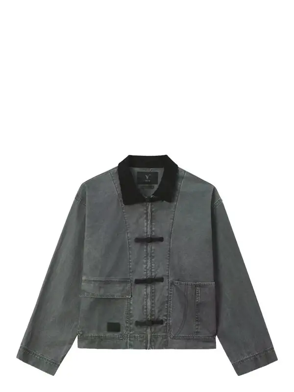 FIVE CM Frog-fastening Corduroy-collar Jacket - Grey