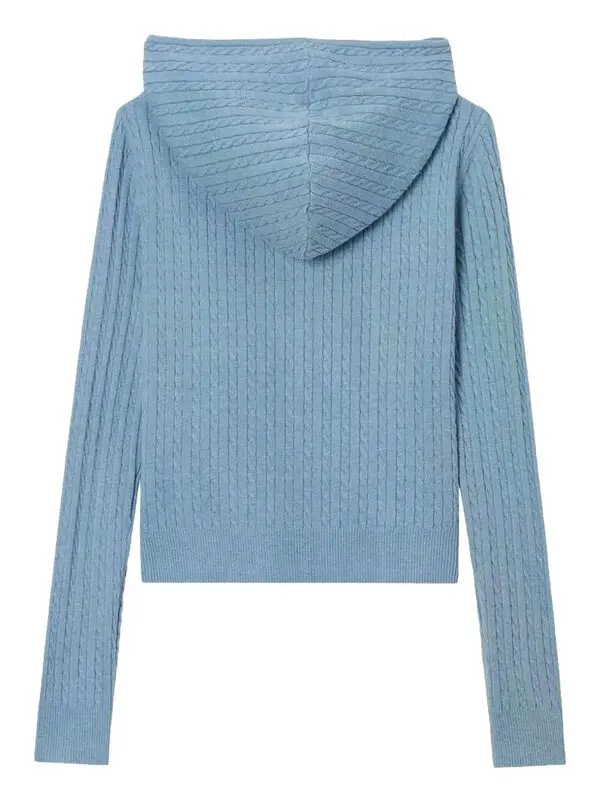 CHOCOOLATE Cable-knit Embroidered Cardigan - Blue
