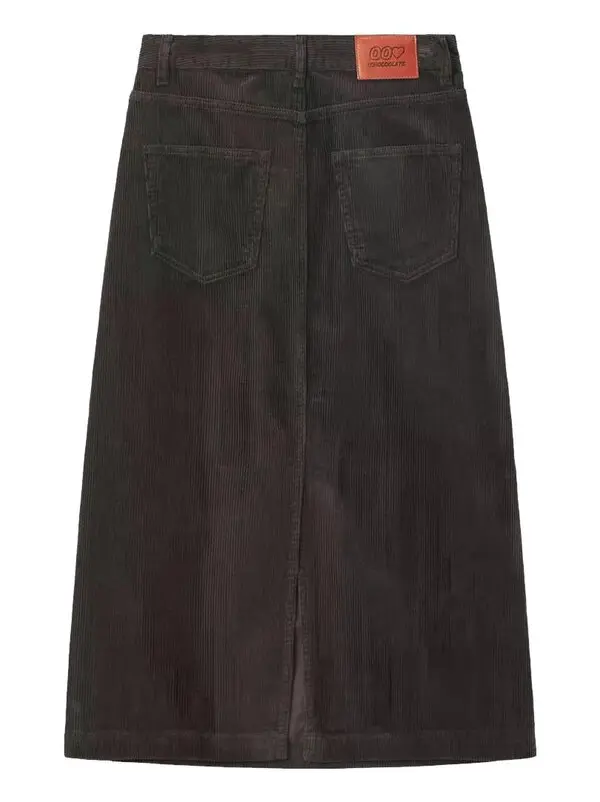 CHOCOOLATE Corduroy Logo-patch Midi Skirt - Grey