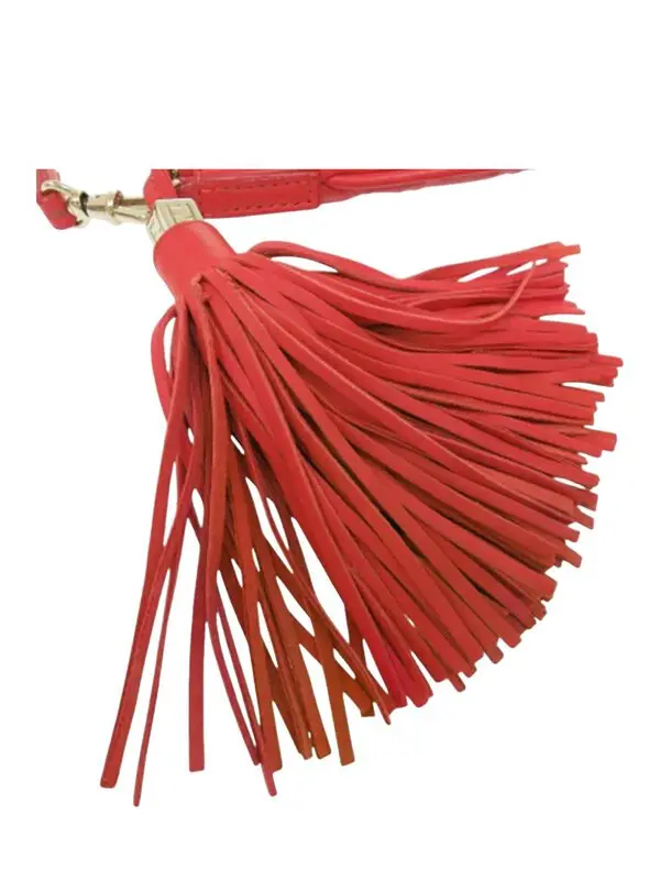 Fendi 2000-2010 Zucchino Embossed Nappa Tassel Handbag - Red