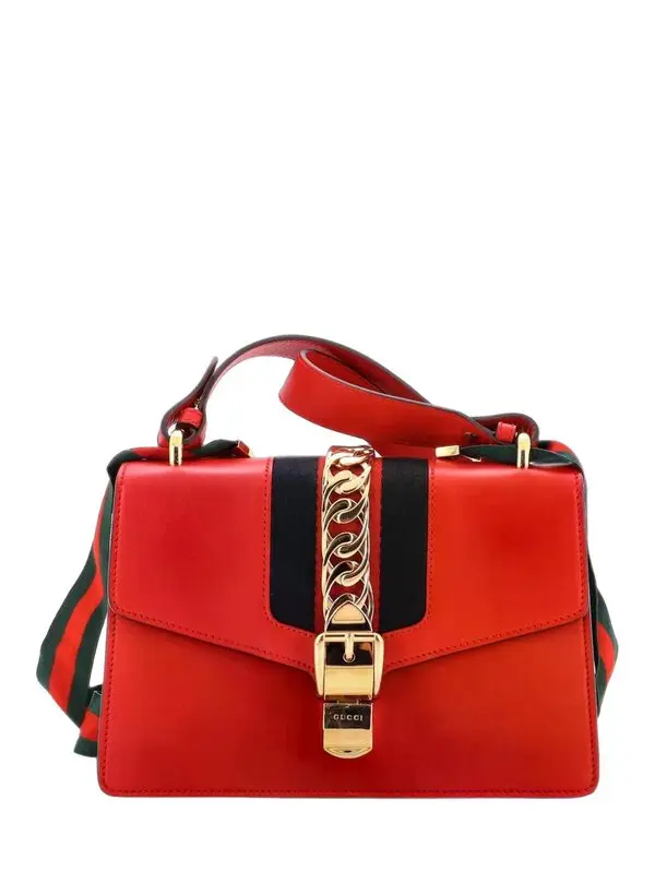 Gucci Sylvie Leather Small Shoulder Bag - Red