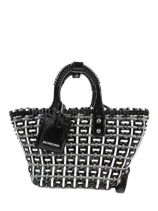 Balenciaga Faux Leather Bistro Basket Bag Xs Satchel - Grey