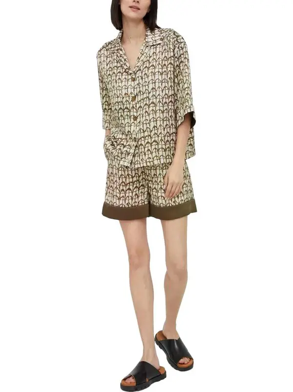 Sisley Graphic-print Paperbag-waist Shorts - Neutrals