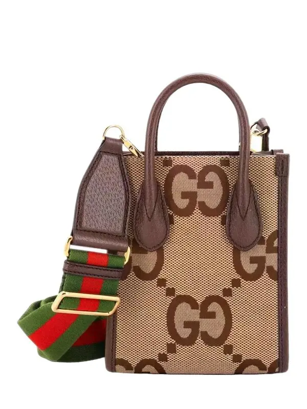 Gucci Vertical Tote Jumbo Gg Canvas Mini Crossbody Bag - Brown
