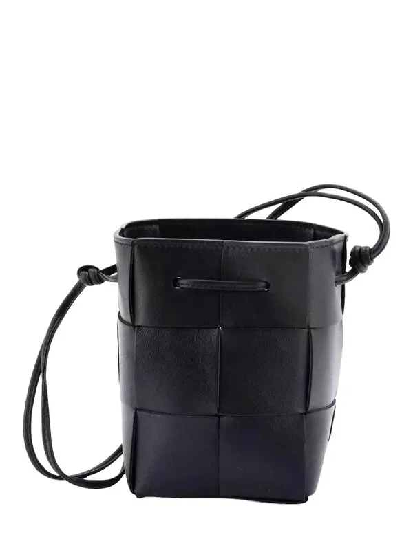 Bottega Veneta Cassette Maxi Intrecciato Leather Mini Bucket Bag - Black