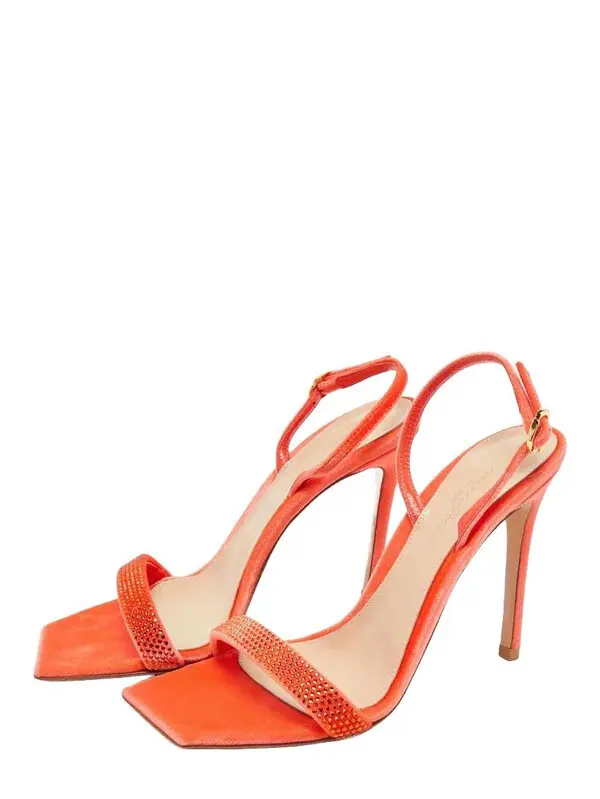 GIANVITO ROSSI Britney Velvet Slingback Sandals - Orange