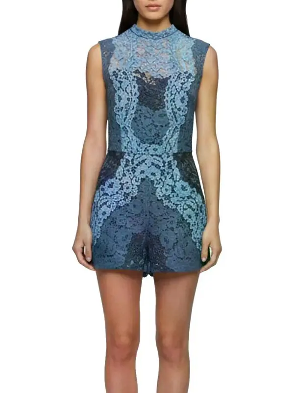 Sandro Palace Backless Lace Playsuit - Blue