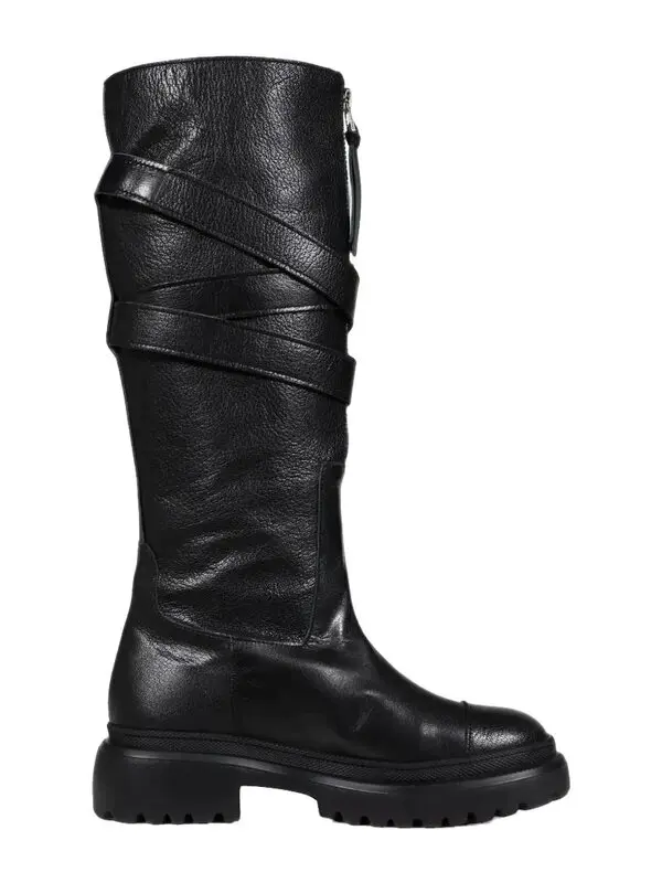 BOHEMSEO Folded Belted Zip-fastening Boots - Black