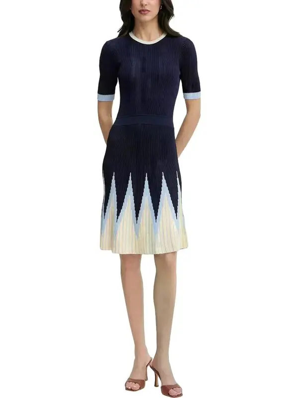 SILVIAN HEACH Chevron-pattern Ribbed-knit Mini Dress - Blue