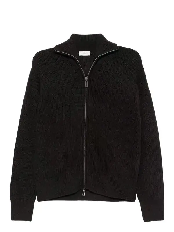 PAOLO PECORA Ribbed-knit Zip-up Sweater - Brown