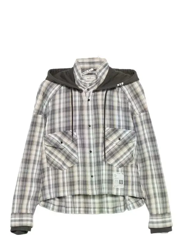 Mihara Yasuhiro Check-pattern Hooded Shirt - Grey