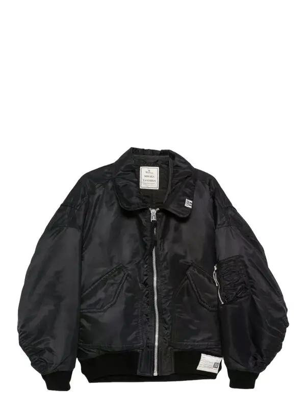 Mihara Yasuhiro Ruched Zip-up Bomber Jacket - Black
