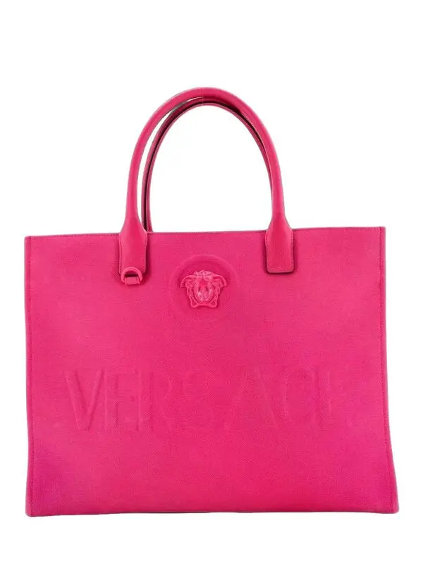 Versace La Medusa Embossed Canvas Large Tote Bag - Pink