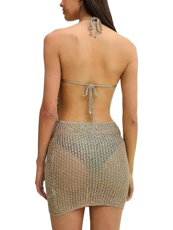 Guess Crocheted Lurex Mini Dress - Neutrals