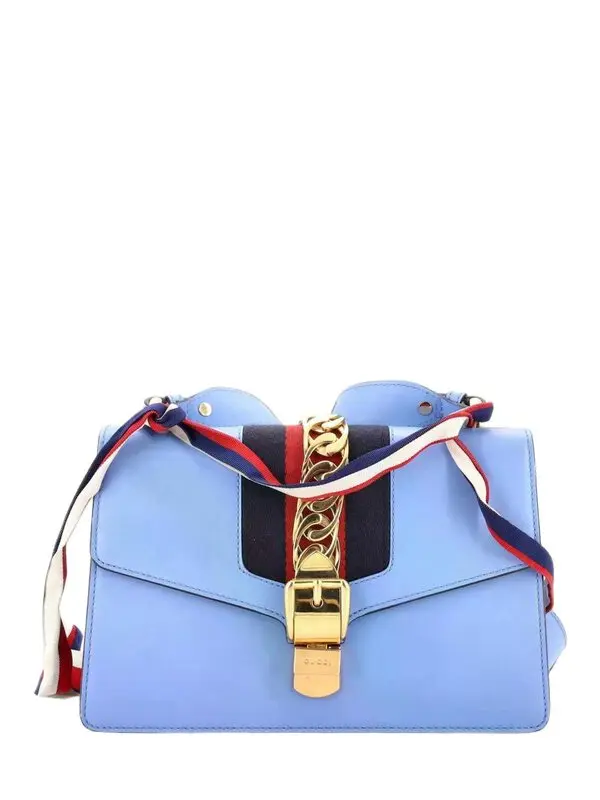 Gucci Sylvie Leather Small Shoulder Bag - Blue