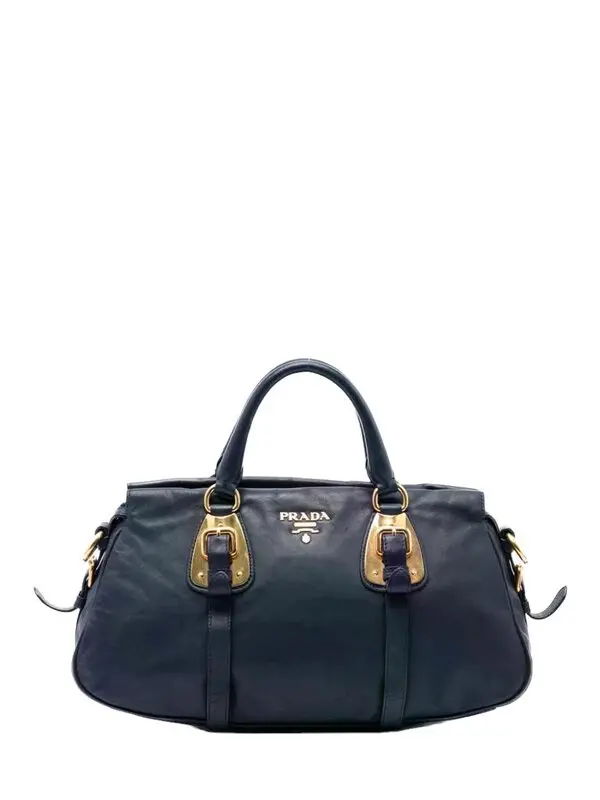 Prada 2021-2026 Soft Calfskin Shopping Satchel - Blue