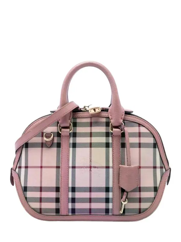 Burberry 2000-2017 Small Haymarket Check Nylon Orchard Bowling Bag Satchel - Neutrals