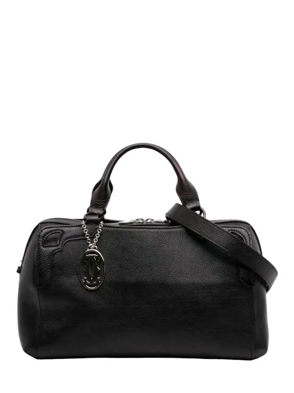Cartier Grained Calfskin Marcello De Bowling Bag Satchel - Black