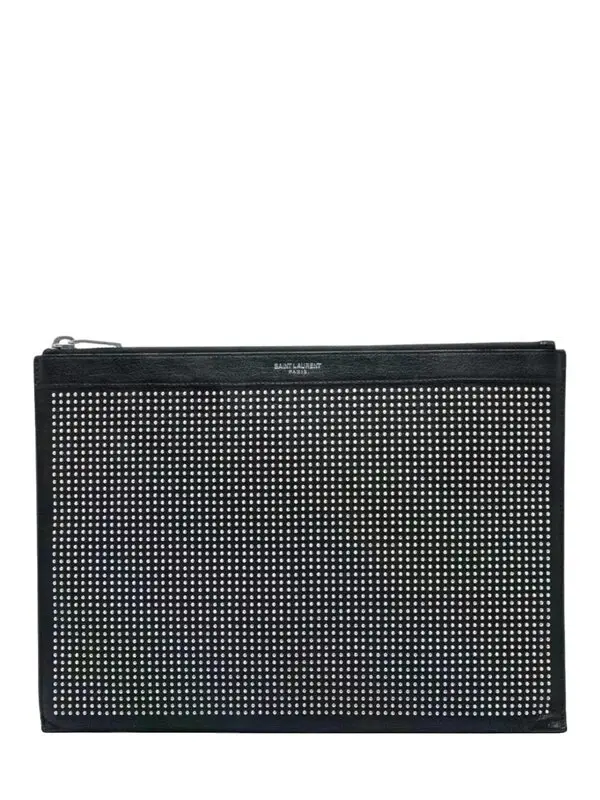 Saint Laurent 2018 Studded Leather Clutch Bag - Black