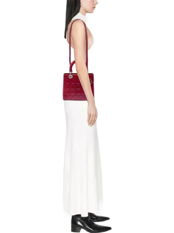Dior 2014 Medium Patent Cannage Lady Satchel - Red
