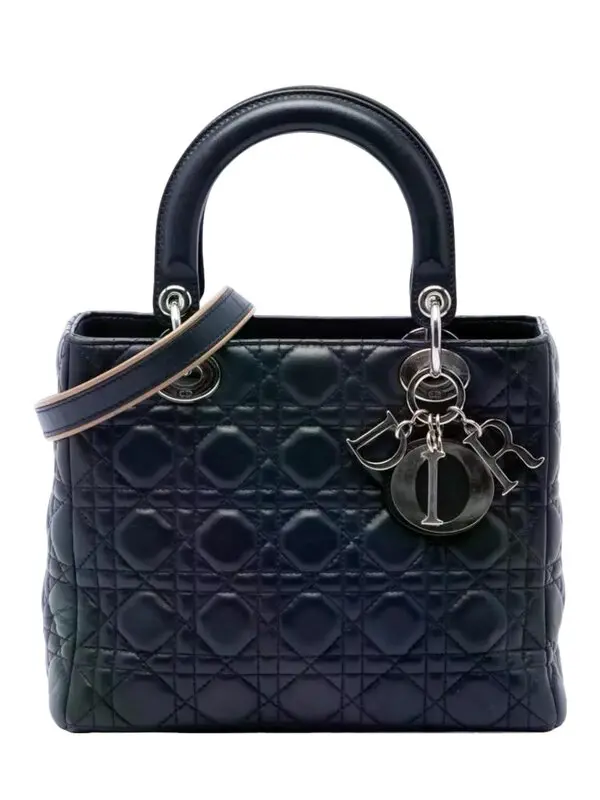 Dior 2010 Medium Lambskin Cannage Lady Satchel - Black