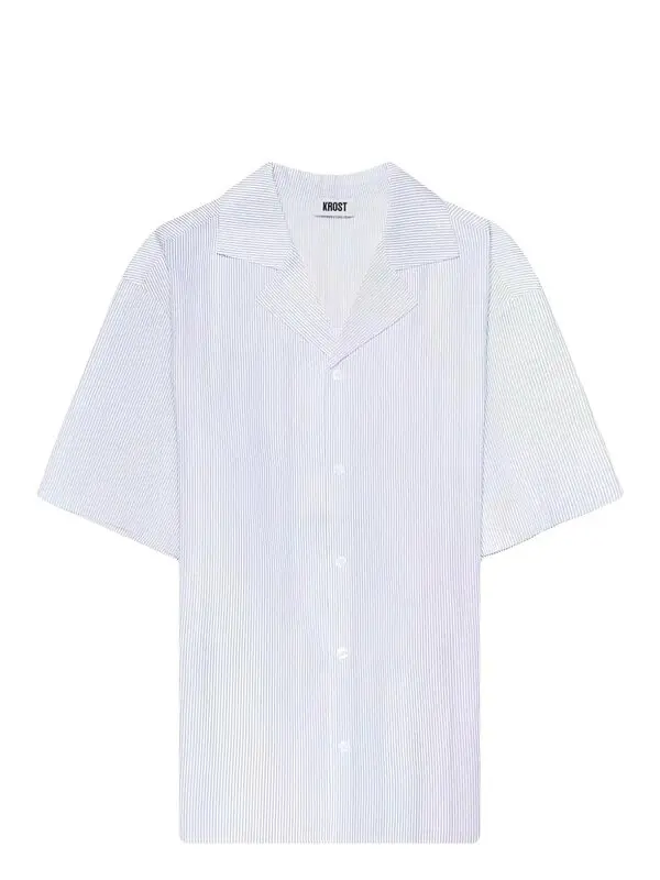 KROST Striped Camp-collar Shirt - Blue