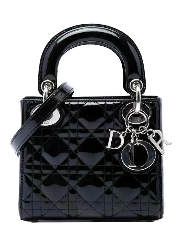 Dior 2015 Mini Patent Cannage Lady Satchel - Black