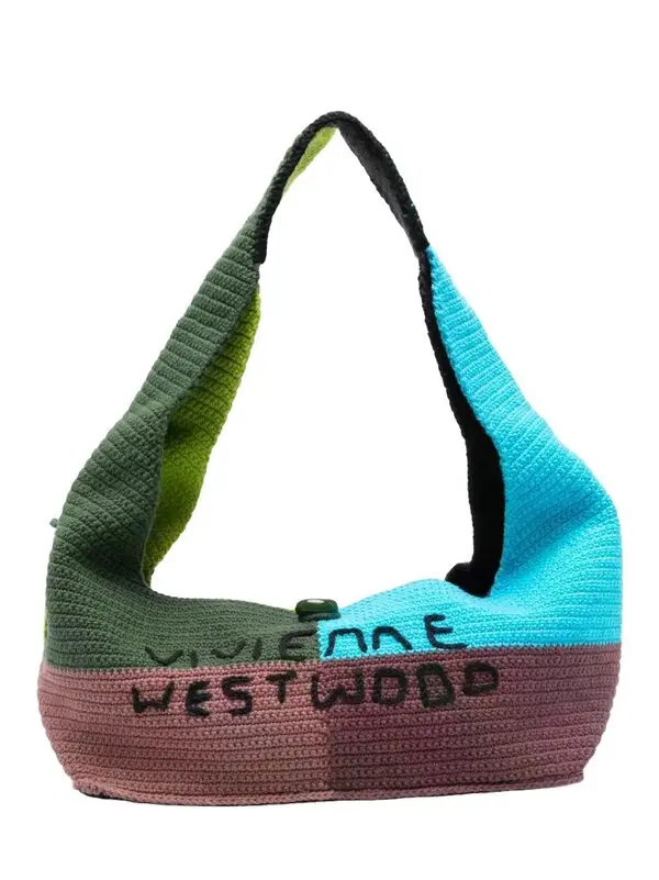 VIVIENNE WESTWOOD Crochet-knit Logo-embroidered Shoulder Bag - Multicolour